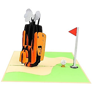 PopLife Golf Clubs 3D Father’s Day Pop Up Card - Happy Anniversary, Hole-in-One Retirement Gift, Valentine's Day card for Him, Birthday - Golfing Gift for Husband, Card for Golfers - for Son, Dad