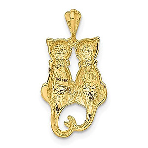 IceCarats 14K Yellow Gold Cats Necklace Charm Pendant 24mm x 12mm Only