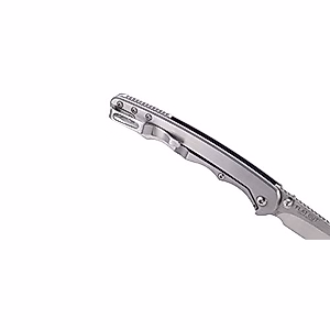 CRKT Flat Out EDC Folding Pocket Knife: Everyday Carry, Satin Blade, Assisted Open, Frame Lock, Stainless Steel Handle, Deep Carry Pocket Clip 7016
