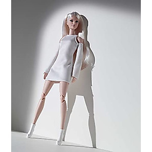 Barbie Signature Looks Doll (Tall, Blonde) Fully Posable Fashion Doll Wearing White Dress & Platform Boots, Gift for Collectors