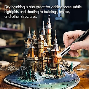 Miniature Paint Brushes with Domed Dry Brush Set for Miniature Painting, Fuumuui 14Pcs Miniature Model Paint Brush Set Dry Brush Miniatures for Warhammer 40k, Vallejo Paint, Citadel Paint