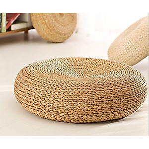 HUAWELL Japaness Style Straw Futon Knitted Round Seat Cushion Pouf Dia 60CM (23.6/6.7 Inch)