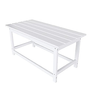 WO Adirondack Outdoor Coffee Table 35" inch Long Retro Rectangle Entertainment Table for Indoor, Outdoor, Living Room, Patio, Lawn, Garden, Balcony, Backyard, Porch, Pool, Deck (Bright White)