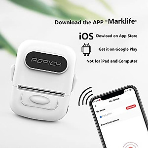 AOPICK Label-Maker Barcode-Label-Printer, P50 Portable Thermal Label Maker Machine with Tape for Address, Clothing, Jewelry, Retail, Barcode, Small Business Home Office Compatible iOS Android-White