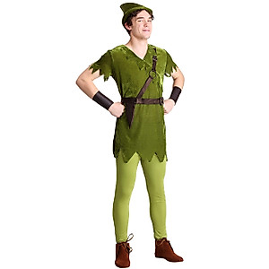 Fun Costumes Adult Plus Size Peter Pan with Hat, Shirt, Tights, Belt/Harness and Wrist Cuffs 2X