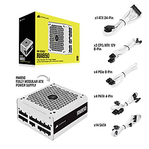 CORSAIR RM Series (2021), White, RM850, 850 Watt, 80 Plus Gold Certified, Fully Modular Power Supply