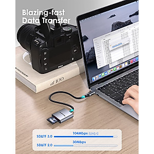 LENTION USB C to SD/Micro SD Card Reader, Type C SD 3.0 Card Adapter Compatible 2023-2016 MacBook Pro 13/15/16, New Mac Air/iPad Pro/Surface, More (CB-C8, Space Gray)