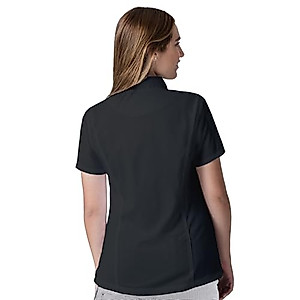 Lazzar Women's Chef Coat | Short Sleeves | Dryfit, Lightweight | Concealed Zipper With Flap | Thermometer & Instrument Pockets (Black, Large)