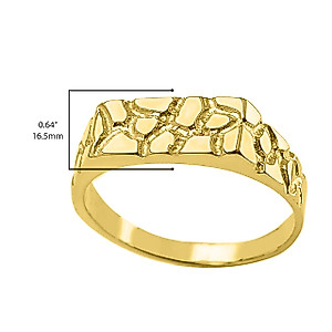 10K Yellow Gold Nugget Style Flat Signet Band or Pinky Ring - Size 6-3/4