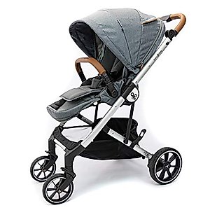 Icon Baby Stroller - Compact Stroller for Travel with Adjustable Footrest, Ventilated Canopy and Reversible Seat - by Primo Passi (Grey Melange)