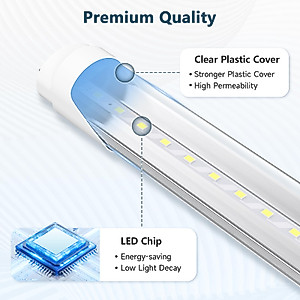 SHINESTAR 25-Pack T8 LED Bulbs 4 Foot, Ballast Bypass, Tube Lights 18W 2200LM, 5000K Daylight, T8 T10 T12 LED Replacement for Fluorescent Tubes, Dual-end, 2 pin G13 Base, Clear Cover