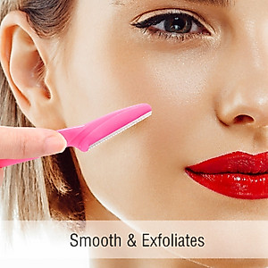 36 Pieces Eyebrow Razor Multipurpose Exfoliating Dermaplaning Tool Eyebrow Shaper Face Razor for Women Man With Precision Cover (Pink, Blue, Yellow)