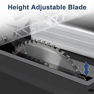 TUFFIOM 10inch Table Saw w/Port for Connecting Dust Collector, Portable Benchtop Table Saw w/ 60T Blade, Stand & Push Stick, 5000RPM, Adjustable Blade Height, 90°Cross Cut & 0-45°Bevel Cut, Gray