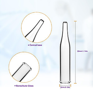 PEKYBIO Vial Insert, 5x31 mm Clear Glass Insert Conical Base, Volume 200 ul, Pack of 100