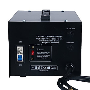 Yaeccc Voltage Converter Transformer, Step Up/Down (220V to 110V, 110V to 220V) - Efficient Power Conversion for International Travel and Home Use (3000W)
