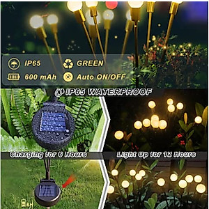 Daoseolo 2Pack 10LED Starburst Swaying Solar Lights, Outdoor Waterproof Solar Firefly Lights, Solar Garden Lights, Solar Decorative Lights for Pathway Yard Patio Landscape