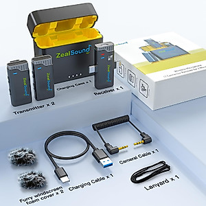 ZealSound USB Condenser Microphone k66p Pink and Wireless Lavalier Microphone v7 pro