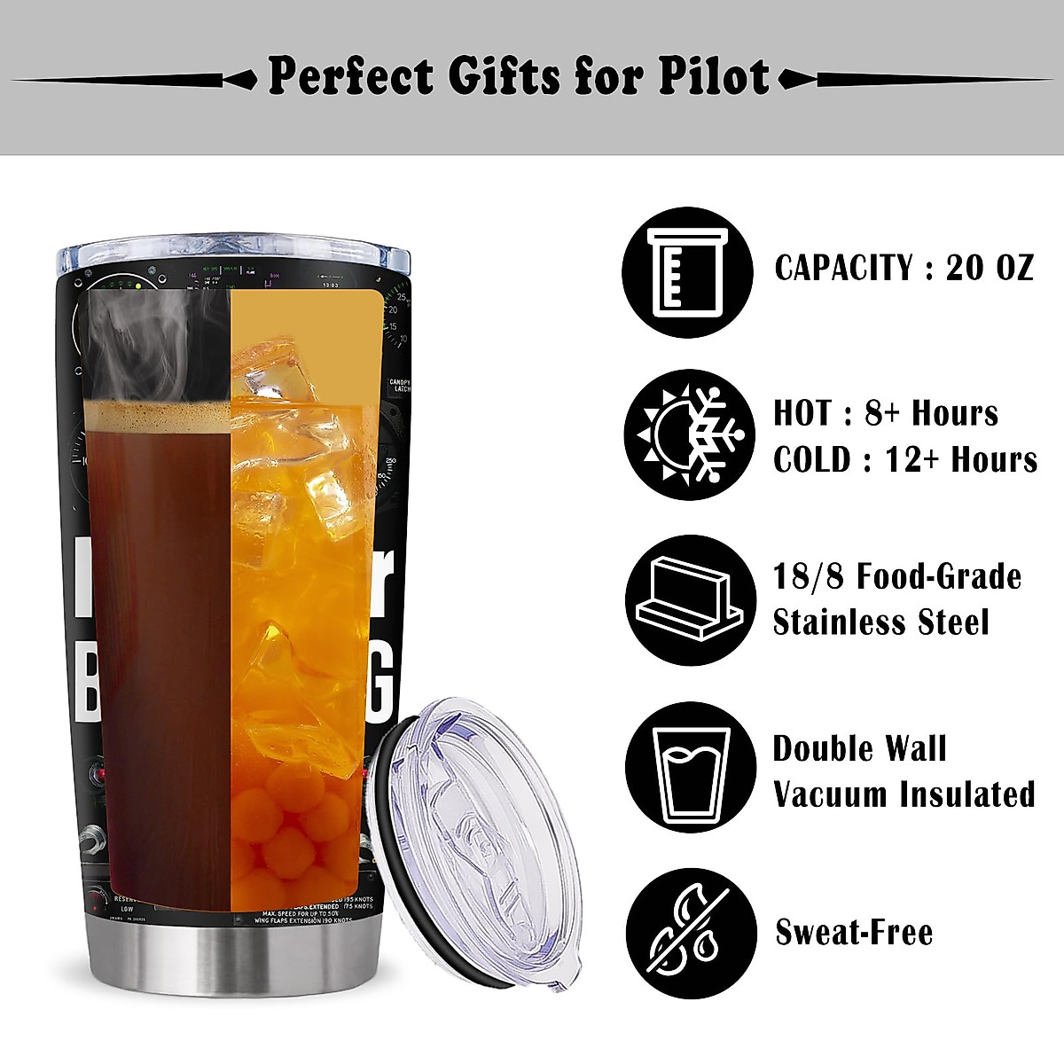 Ladyhold Pilot Gifts, Aviation Gifts, Pilot Gifts for Men Tumbler 20Oz, Aviation Gifts for Pilots Men, Airplane Gifts for Men, Pilot Gifts Aviation Men, Pilot Gift Ideas, Gifts for Aviation Lovers