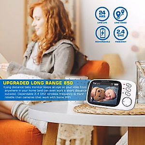 SereneLife Video Baby Monitor Long Range - Upgraded 850’ Wireless Range, Night Vision, Temperature Monitoring and Portable 2” Color Screen USA SLBCAM20