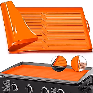 28" Silicone Griddle Mat with Handles for Blackstone, Polished Bottom Surface Grill Cover for Griddle Top, Heavy Duty Reusable Food Grade Silicone Grill Mat Protect Your Griddle from Dirt & Rust