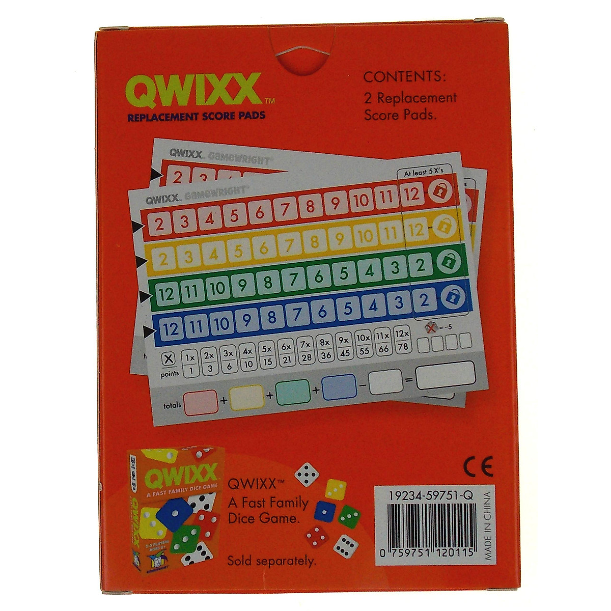 QWIXX Original 3 Replacement Score Pad Boxes Bundle (in Color) - 600 Score Sheets (Score Cards) - Bonus Hickoryville Velour Storage Bag