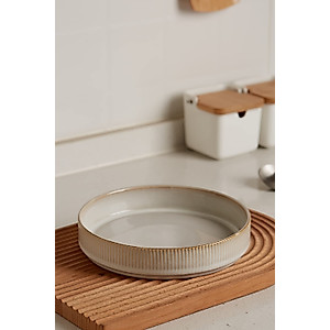 famiware Star 7.5" Pasta Bowls Set, Salad Bowl Set of 4, Double Reactive Glaze, Stackable, Perfect for Your Friend for Housewarming, Thanksgiving, Christmas, Cappuccino White