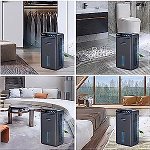 Dehumidifiers for Home, Up to 800 Sq.ft, 86oz Water Tank, Dehumidifiers for Bedroom with Essential Oil Diffuser, 7 Color LED Light, 24H Timer, Auto Shut-off, Ideal for Bathroom Basement Closet RV