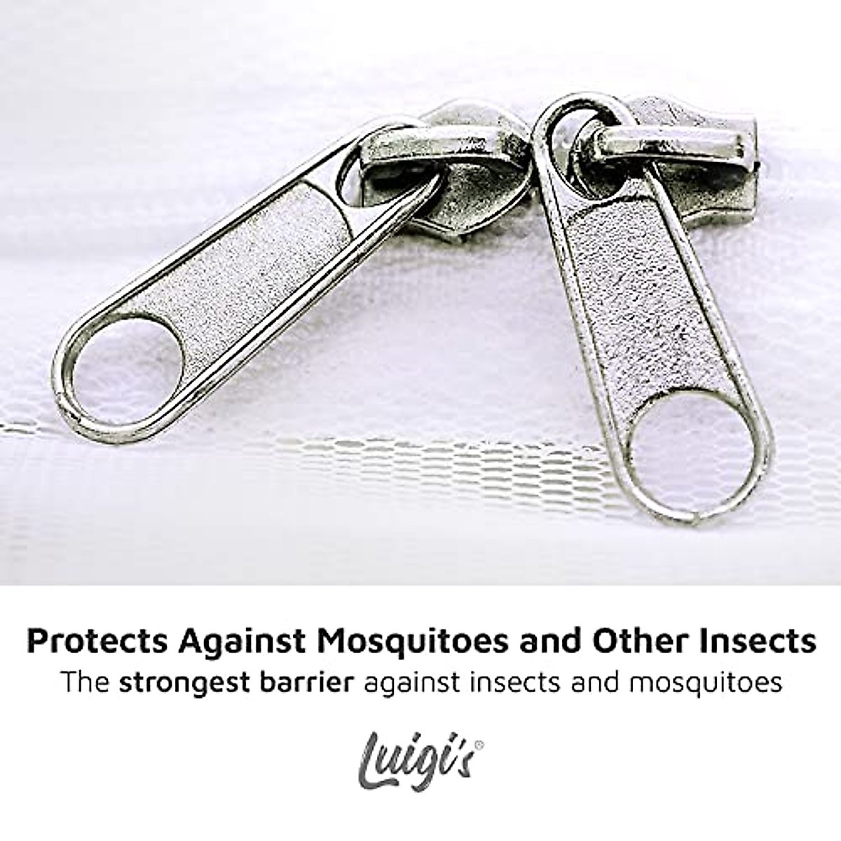 Mosquito Net for Cot, Crib & Cot Bed - Baby Mosquito Insect Net - Cat Net with Zipper Feature for Quick, Easy Access to Your Baby (by Luigi's)