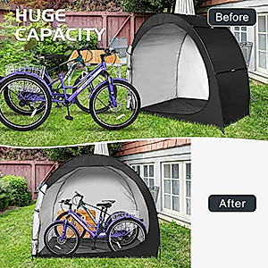 H&ZT Oversized Bike Storage Tent - 47" Depth Storage for Over 3 Bikes Waterproof Anti-uv Outdoor Bicycle Cover, Lawn Mower Garden Tools Shed, Backyard Storage Room Tent Shelter W/Fixing Peg & Ropes