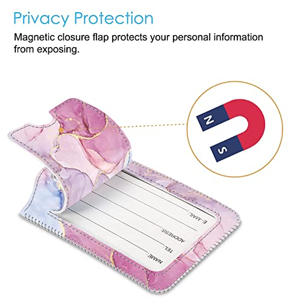 2 Pcs Luggage Tags, Fintie Privacy Cover ID Label with Stainless Steel Loop and Address Card for Travel Bag Suitcase