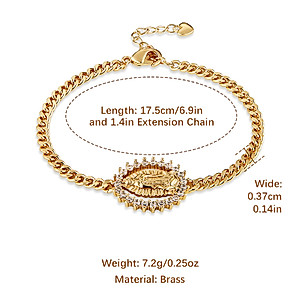 HZMAN Virgin Mary Rosary Bead Cross Bracelet Virgin of Guadalupe Adjustable Link Bracelet for Women Jewelry Gift (Virgin of Guadalupe & Cuban chain)