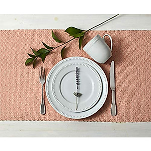 Everyday White by Fitz and Floyd Beaded 16 Piece Dinnerware Set, Service for 4