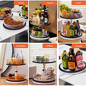 2-Tier Lazy Susan,11 Inches Turntable Organizer,Height Adjustable Rotating Cabinet Organizer ,Non-Skid Spice Rack for Kitchen Cabinet, Countertop, Bathroom, Makeup