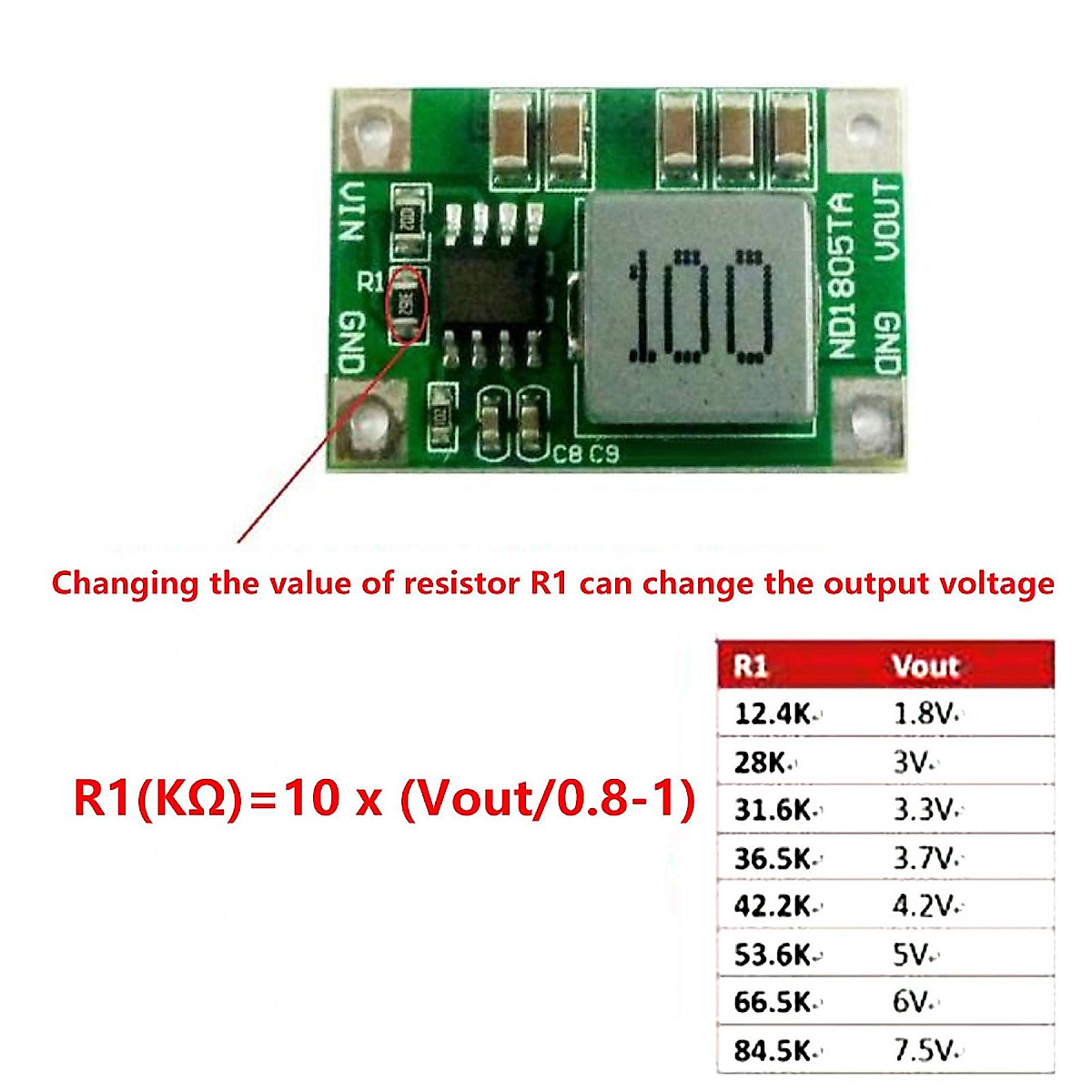 2Pcs ND1805TA Step Down Module 5-18V to /3./3.7V/4.2V/5V/6V Motor Drive Converter DIY Power Supply(5-18V to 3.7V)