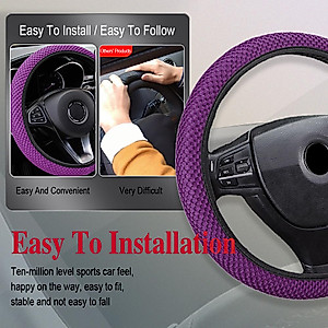 HAOBO Elastic Stretch Steering Wheel Cover, 15 Inch Automotive Steering Wheel Cover, Comfy Breathable Stretch Steering Wheel Protector, Ice-Silk Cloth Polyester Steering Wheel Cover for Men Women