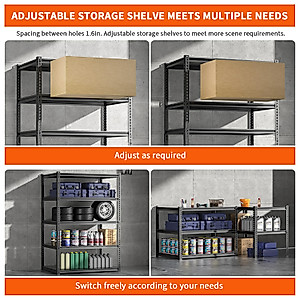 ZIKEBTUY 72" H Heavy Duty Garage Shelving Load 2000 Lbs Garage Storage Shelves, 5-Tier Adjustable Metal Shelves for Storage Rack Garage Shelf Industrial Shelving for Basement Warehouse