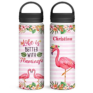 winorax Personalized Famingo Water Bottle Life Is Better With Flamingo Bottles Reminder For Women Girls Teen 12oz 18oz 32oz Stainless Steel Inspirational Gifts For Birthday Back To School Christmas