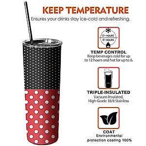 thmasamwr Cute Mouse Skinny Tumbler With Straw and Lid, Stainless Steel 20oz Insulated Coffee Travel Mug, Cartoon Mouse Gifts Cups for Women and Girls