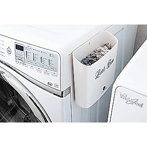Lint Holder Bin with Magnetic Strip and Pocket Treasures Bin Magnetic Coin Holder (2 Piece Set) for Laundry Room Organization or Laundry Room Décor by A.J.A. & MORE (Off-White)