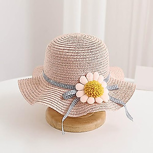 Carrot Hat Kids Children's Girls Sunscreen Hat Summer Bow Sun Hat Hat Braided Hat Beach Hat Sun Toddler (Pink, One Size)