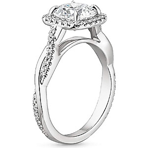 Petite Twisted Vine Halo Bridal Set 3.50 CTTW Moissanite Diamond Round Brilliant Cut White Color Excellent Grade VVS Clarity In 14K Solid Gold and 925 Sterling Silver Engagement Christmas Ring For Women For Wedding Gift, Perfect for Gift Or As You Want (W