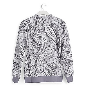 Vera Bradley Women's French Terry Quarter-zip Sweatshirt With Pockets (Extended Size Range), Citrus Paisley Gray, Large