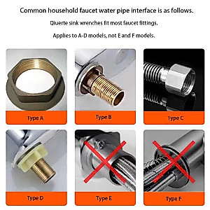 Qiuerte 8 in 1 Multifunctional Sink Bathroom Wrench, Plumbing Installation Tool Household Water Pipe Faucet Washing Basin Corner Valve Sink Repair Removal Tool