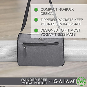 Gaiam Yoga Mat Bag - Wander Free Yoga Mat Carrier Pouch Tote | Adjustable Shoulder Sling Carrying Strap | Two Zippered Pockets, Easy-Clean Liner | Fits Most Size Yoga, Pilates, Fitness Exercise Mats
