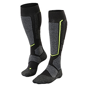 FALKE Men's SB2 Ski Socks For Snowboarding, Merino Wool, Knee High, Mid Weight Cushion, Breathable Quick Dry, Black (Black-Mix 3010), 12.5-13.5, 1 Pair