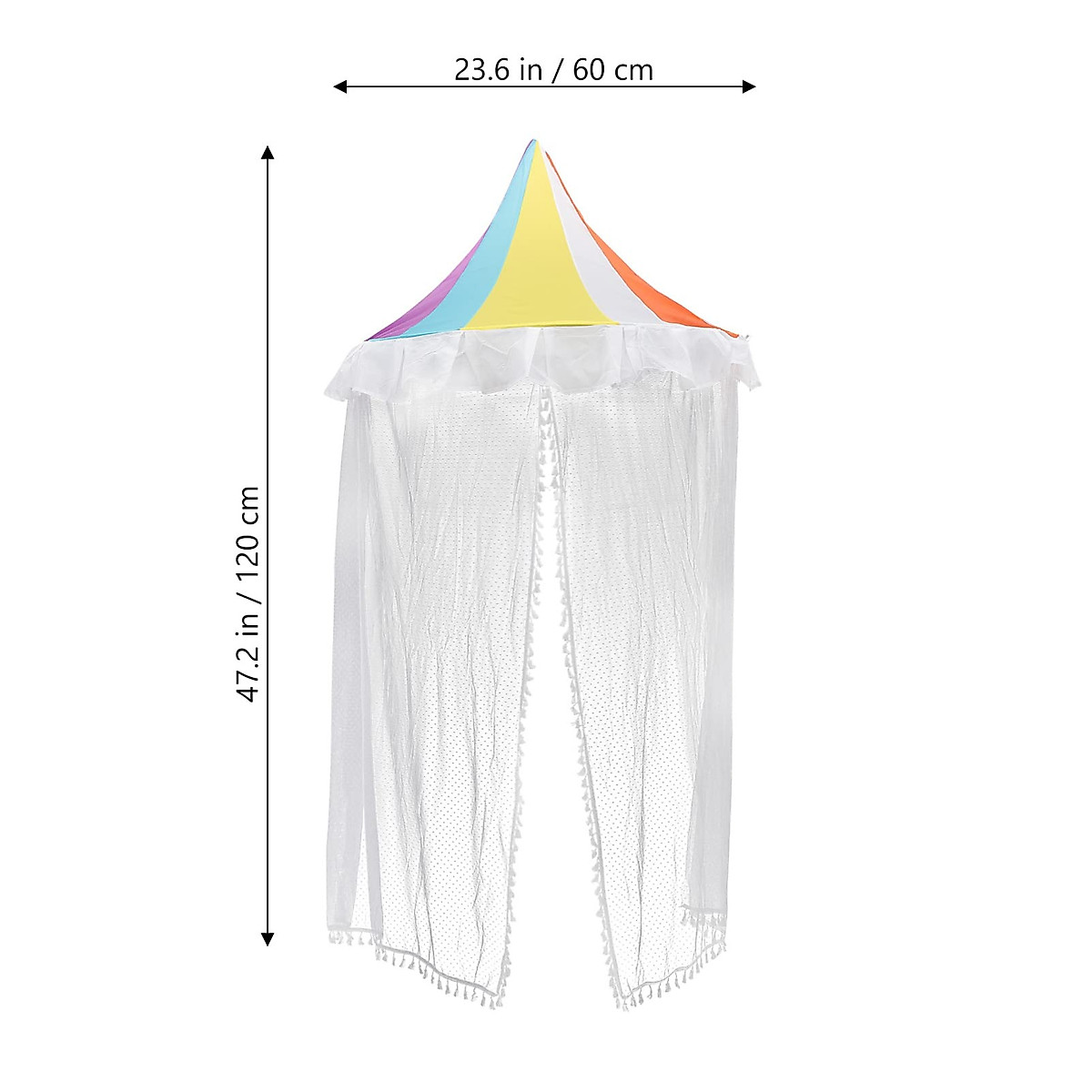 VOSAREA Rainbow Bed Canopy Half-Round Dome Reading Corner Tent Decorative Mosquito Net for Toddlers -1.2m
