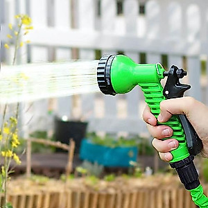 Expandable Garden Hose Water Pipe - 50FT Flexible Water Hose with 7 Function Spray Nozzle, Expandable Hose Pipe Spray Gun, Magic Water Pipe, Green