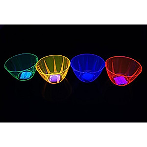 DIRECTGLOW LLC Neon 24oz Blacklight Reactive Bowls + Blacklight Balloons   (8, Neon Assorted)