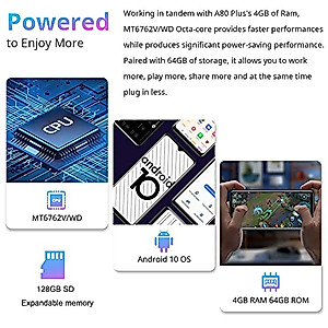 Blackview Unlocked Smartphones, A80 Plus, Dual sim Unlocked Cell Phones, Bundle Android 10 OS 4GB+64GB ROM, 6.5" HD+, Fingerprint Face Detection, 4680mAh Capacity Battery, 4G tmobile Android Phone