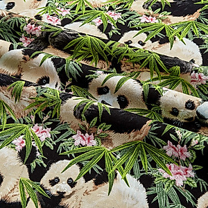 Panda Bears Black, Fabric by the Yard